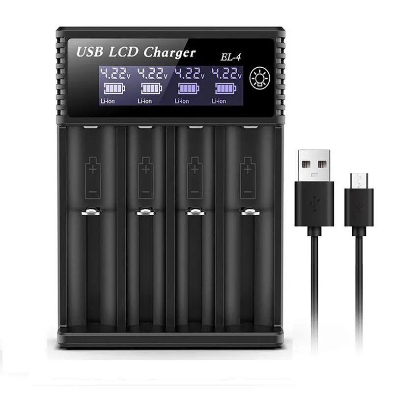 USB зарядное устройство для аккумуляторов 18650 и AA/AAA 4 Slots USB