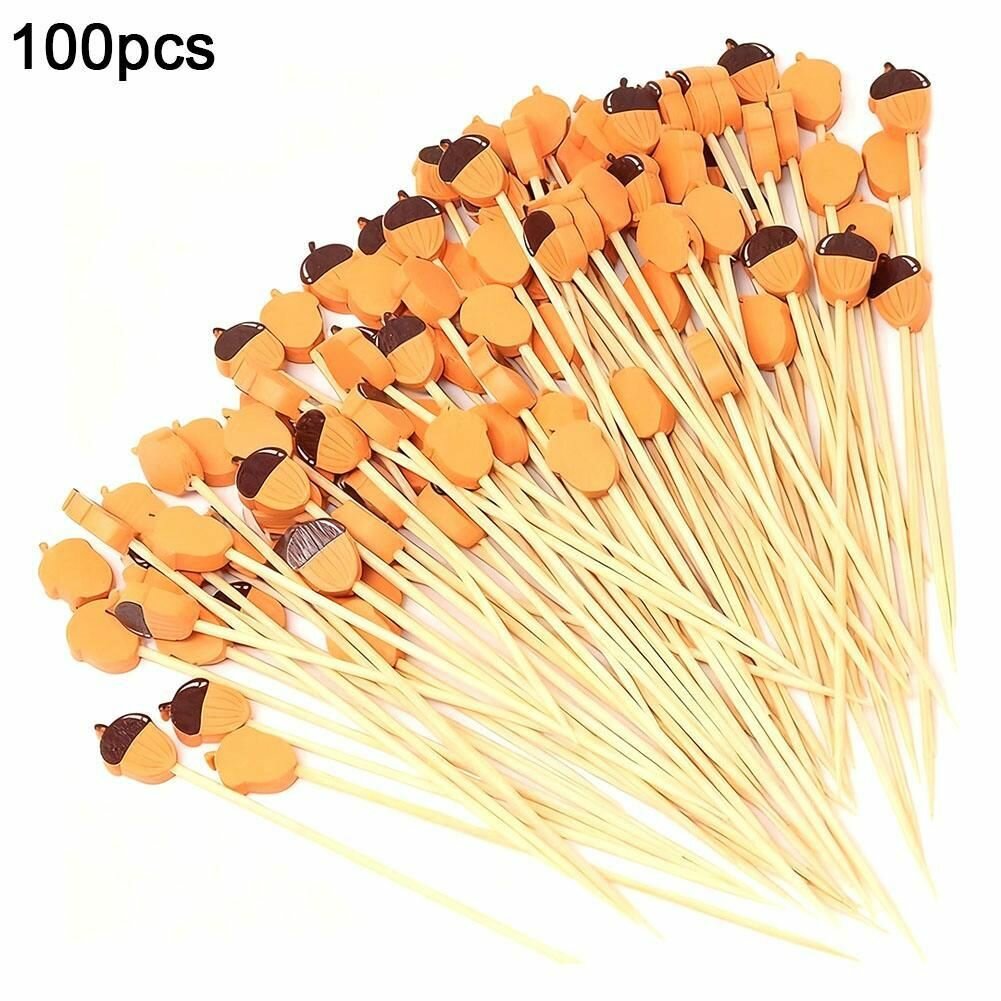 Фруктовые шпажки ко Дню благодарения, 12 см x 100 шт, в форме кленового листа/тыквы/шишки