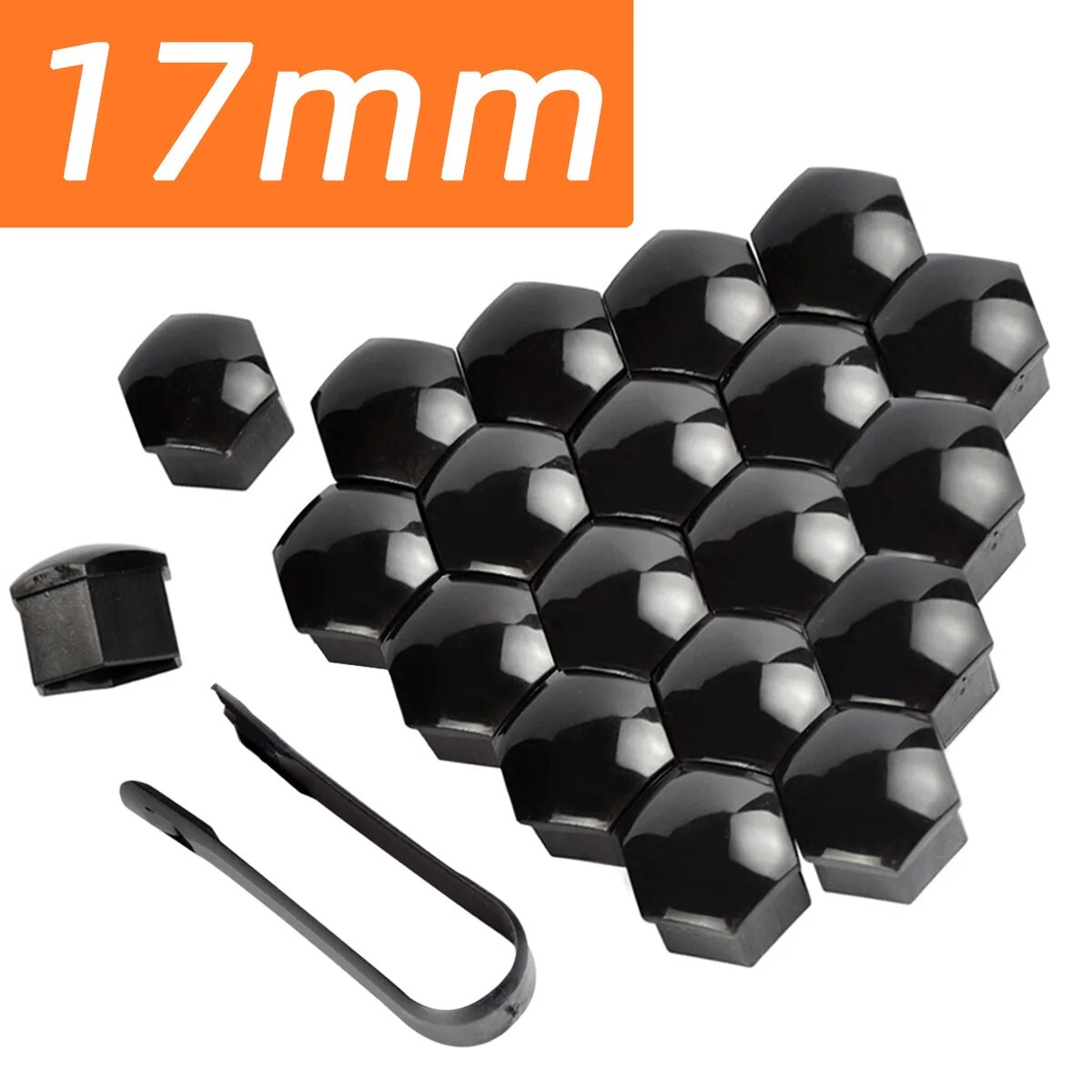 Колпачки для колесных гаек 17 мм Black (20 шт)