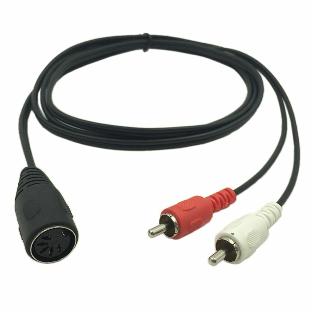 5-контактный штекер DinPlug на 2 штекера RCA PhonoMale, стереокабель, кабель Din 1,5 м/4,9 фута