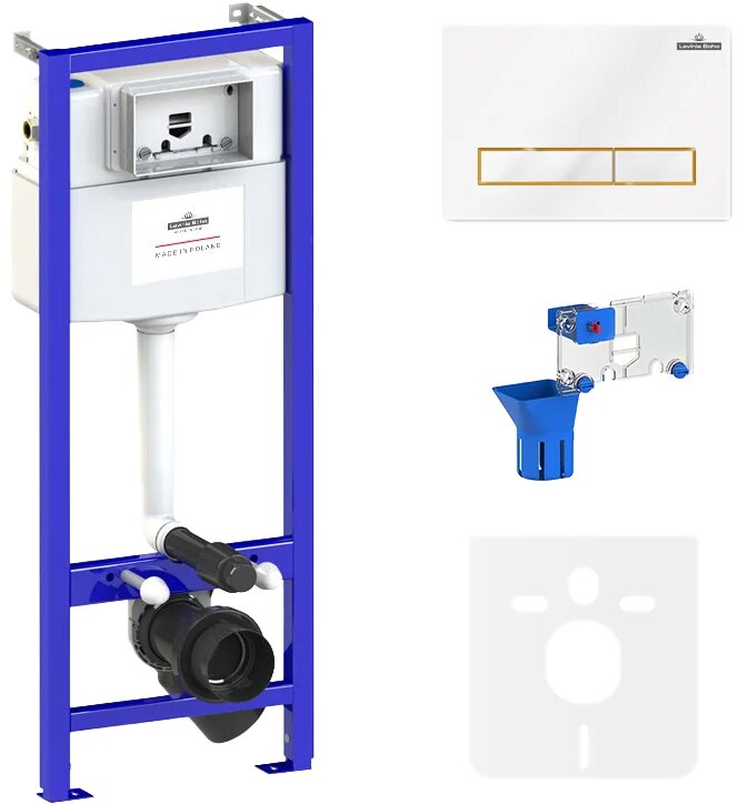 Инсталляция с кнопкой Lavinia Boho RelFix 77010052 42, 5 см, крепление к стене/к полу, кнопка для унитаза белая, кнопка для унитаза золотая, глянцевая