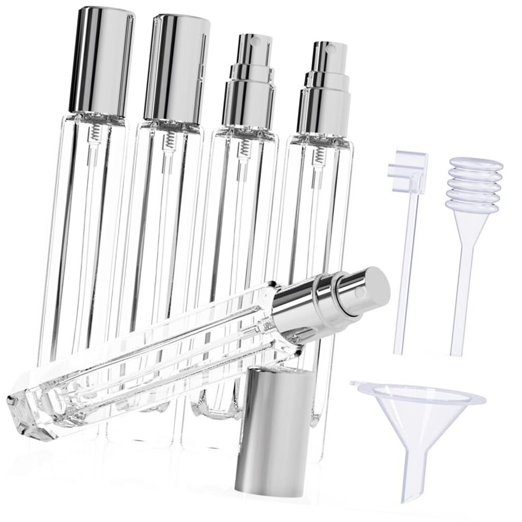 Упаковка из 5 портативных дорожных флаконов духов-серебристый