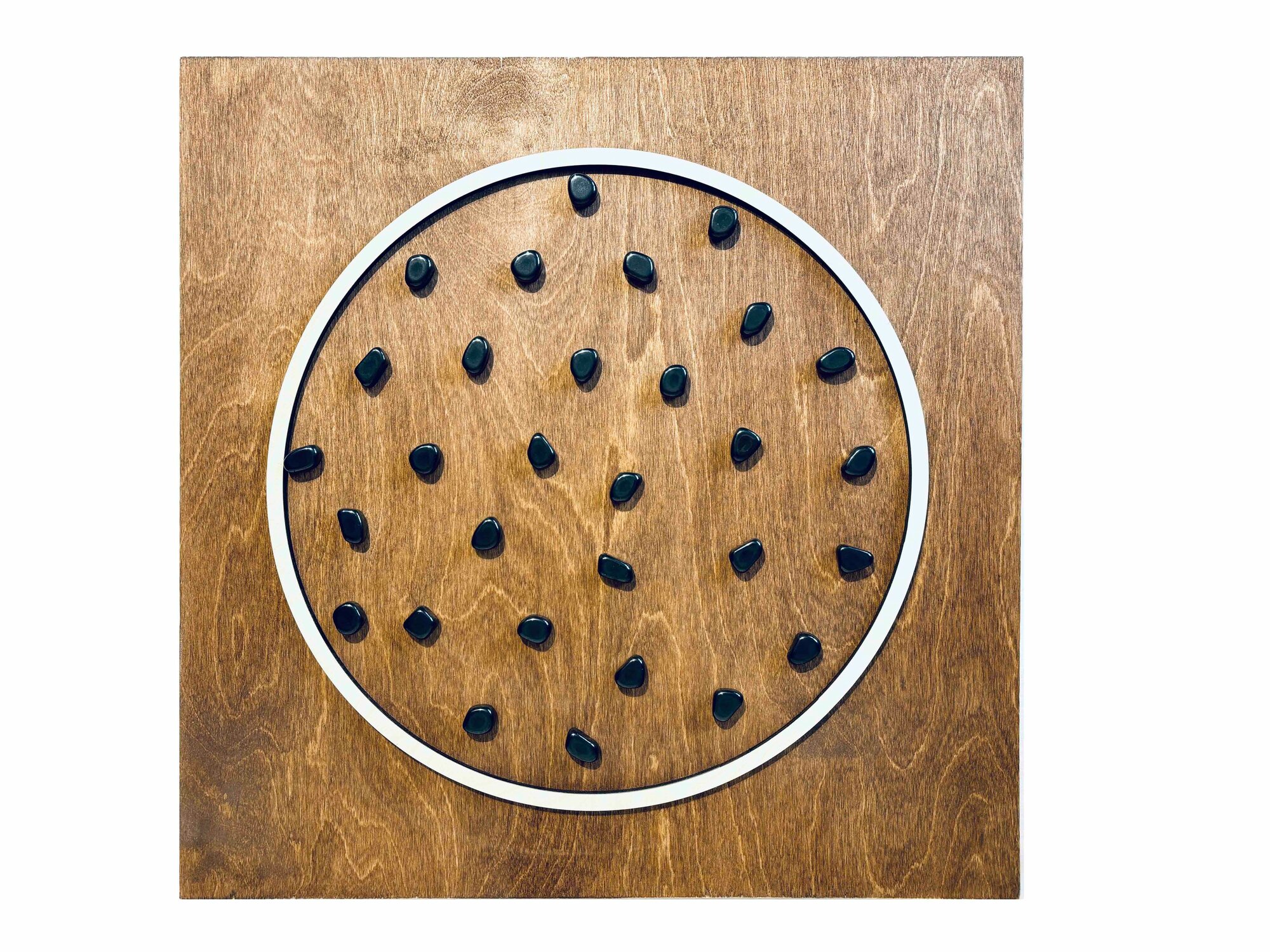 Игра "Магнитный Бой" 2 в 1 - двусторонний (двойное поле 50х50 см, 50 камней, 60 шариков) - крафтовая игра ручной работы из натурального дерева