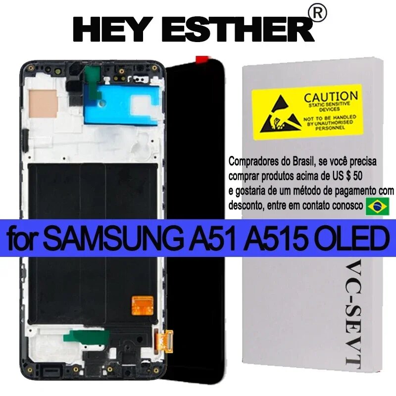Дисплей Samsung A51 OLED с рамкой 6.5"