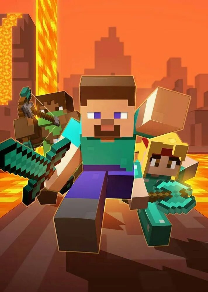 Алмазная Мозаика "Minecraft (Майнкрафт)" 40*50 См, Безрамная, Идеальна Для Дома, Украшения, Подарков.