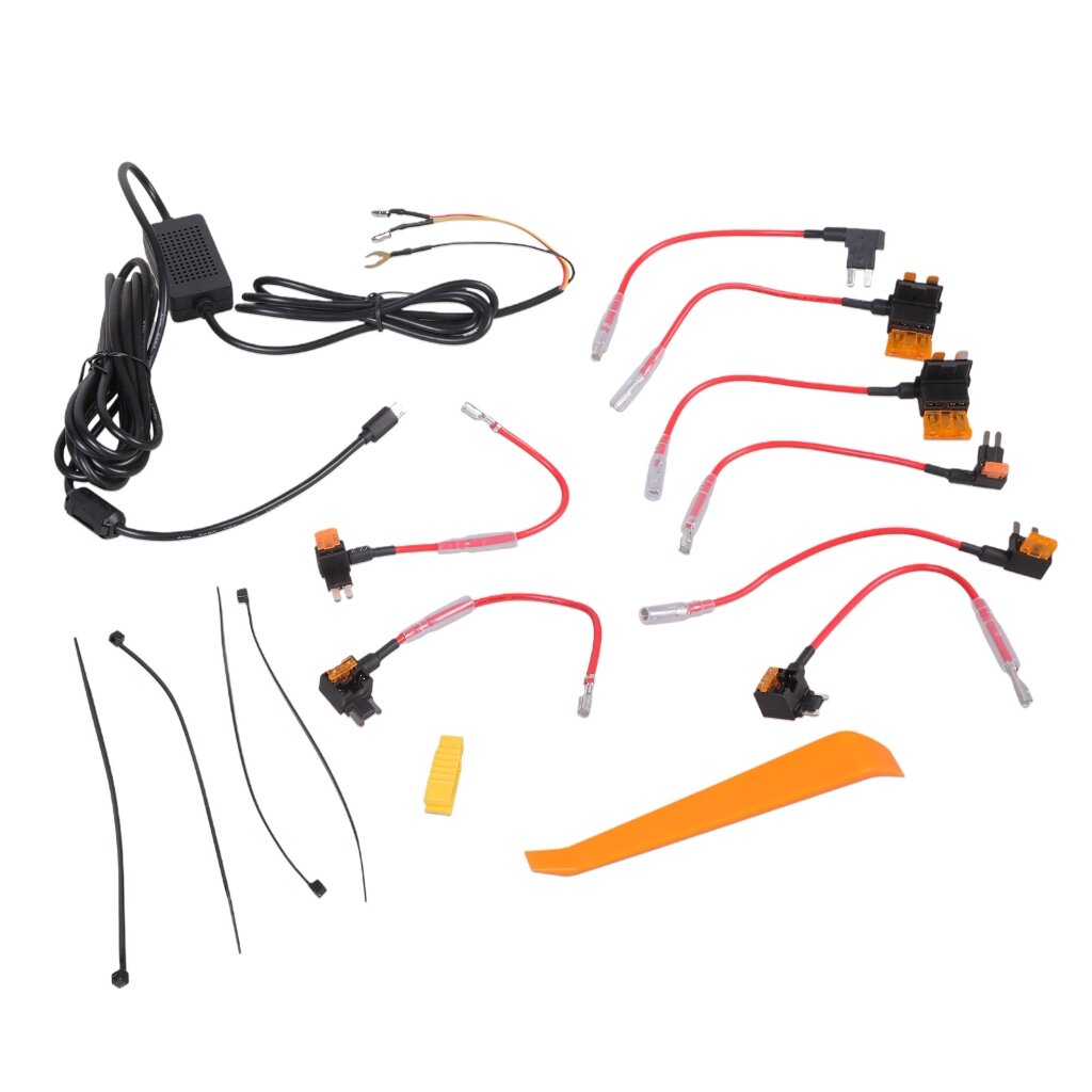 Универсальный комплект проводов, совместимый с различными комплектующими для подключения видеорегистраторов, шнур питания