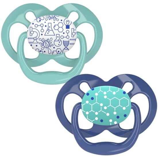 Соска-пустышка Dr. Brown's DR.BROWNS силиконовая, 6-18 месяцев, с крышкой, для мальчиков, набор из 2 шт.