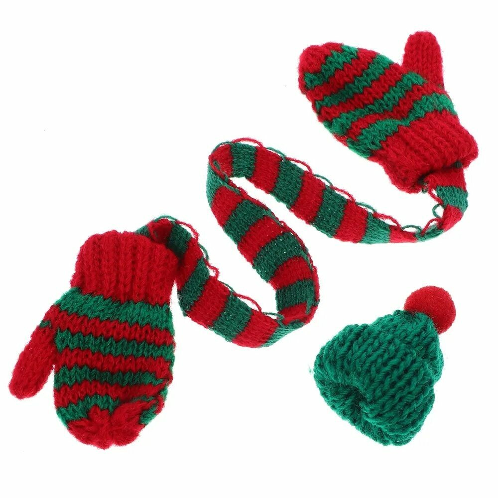 Миниатюрные Вязаные Шапочки И Шарфики, Декоративные Аксессуары Для Кукол И Елки, 1 Комплект