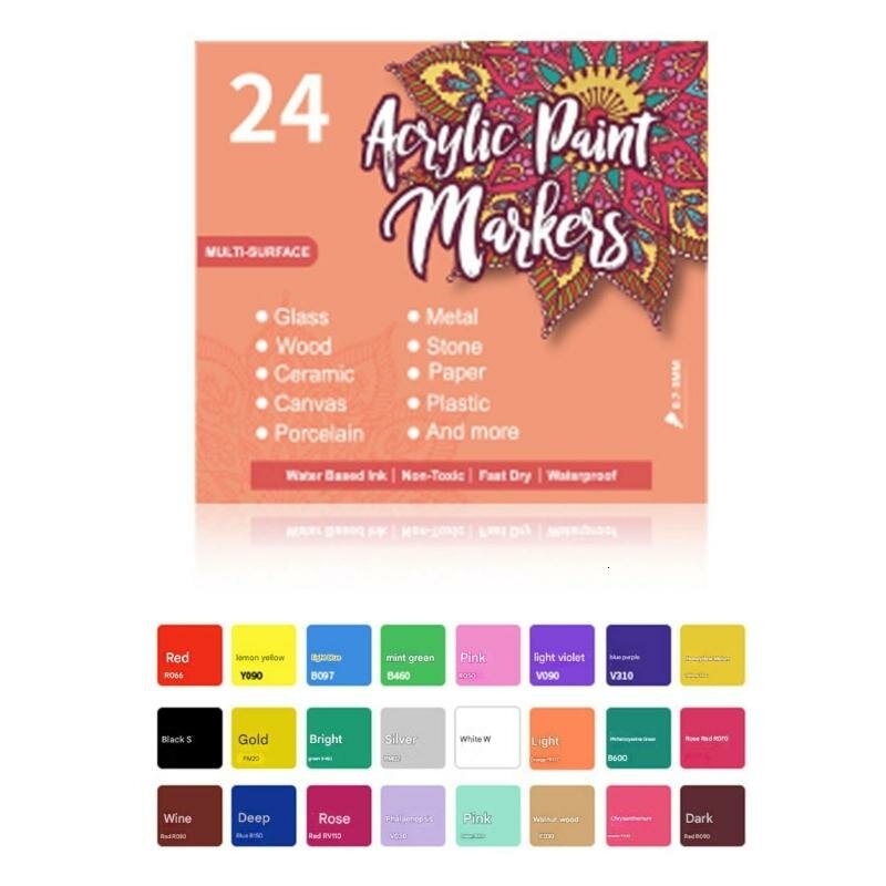 Набор перьев для рисования на ногтях, 24 цвета