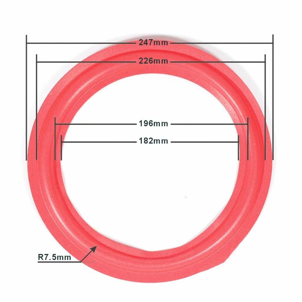 Резиновые кольца из пенопласта для ремонта краев динамиков с улучшенным басом, красный - 10 дюймов