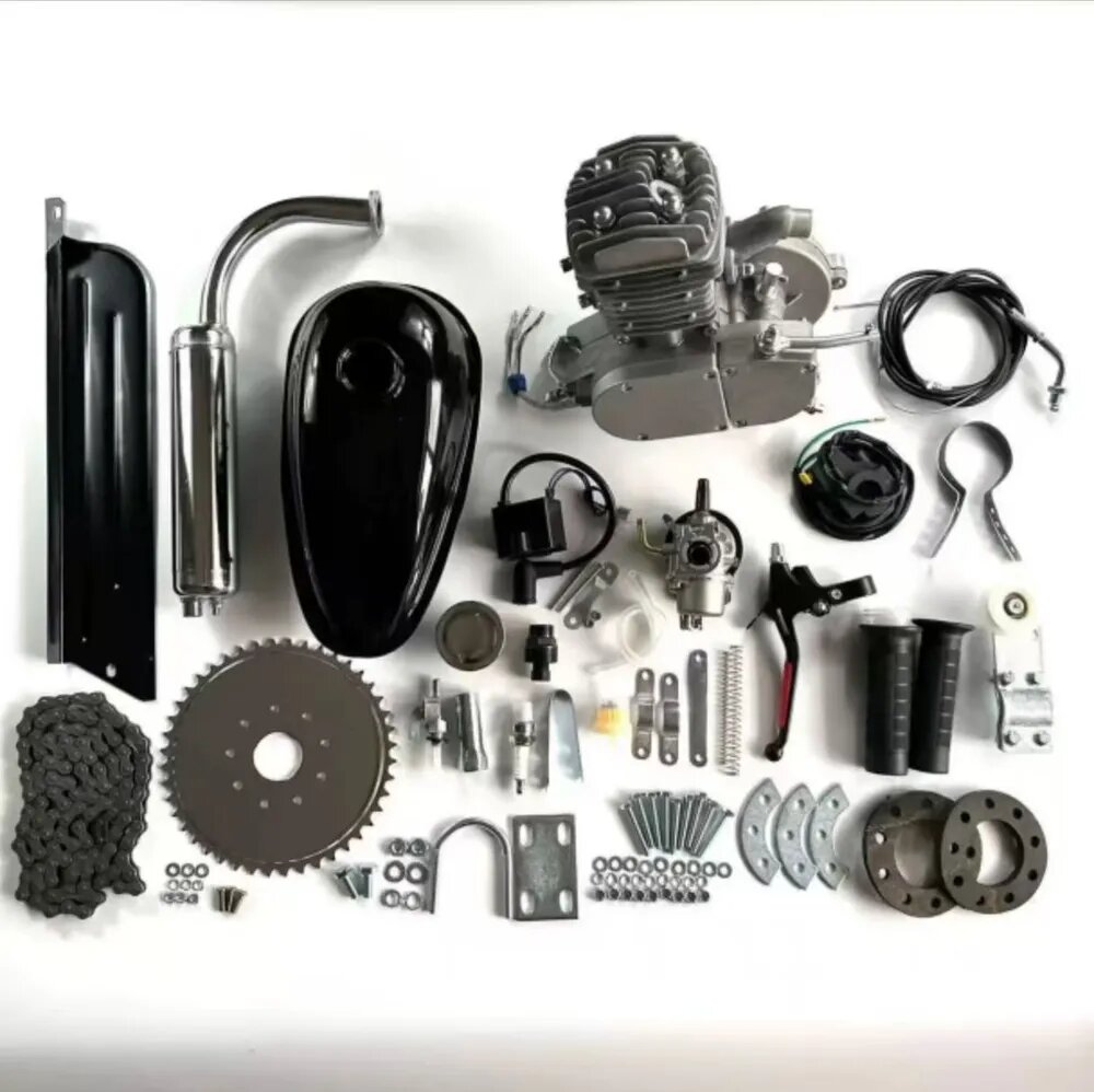 Двигатель веломотор 80CC (80см3) комплект для установки, серебристый цвет