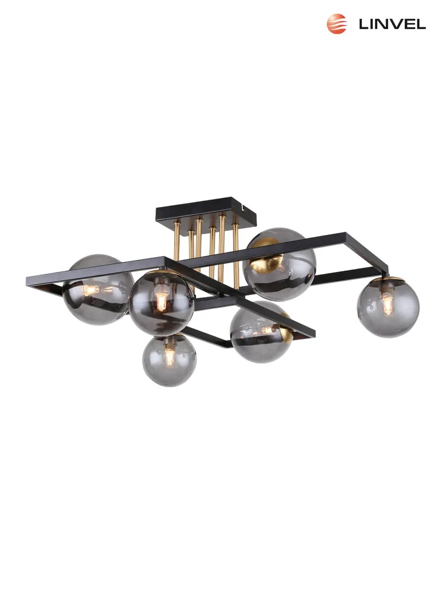 Люстра потолочная 6 плафонов-шаров для зала и спальни