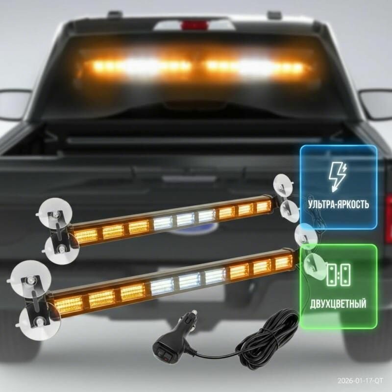 Светодиодный проблесковый маячок 12-24В желто-белый для спецсигналов на авто