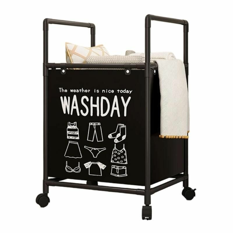 Металлическая тележка для белья, Черный - Одиночный