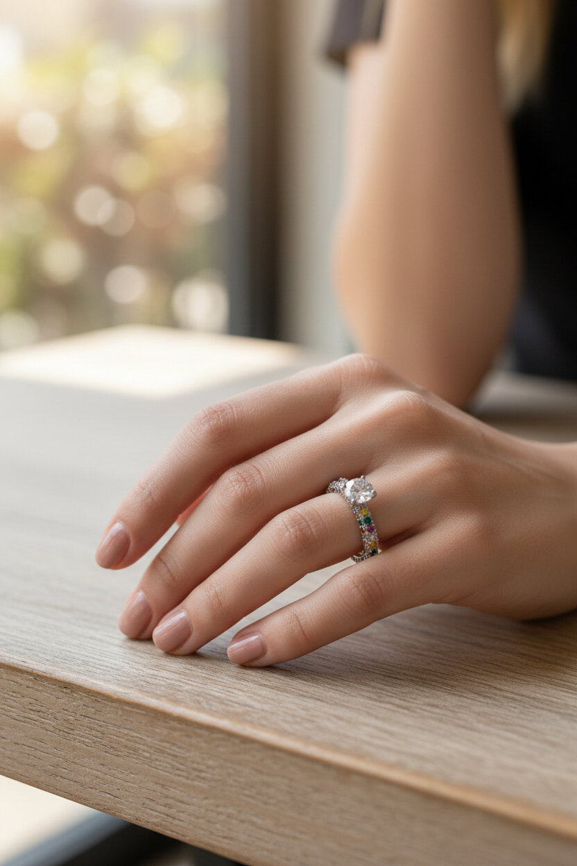 Кольцо, кристалл, циркон, фианит