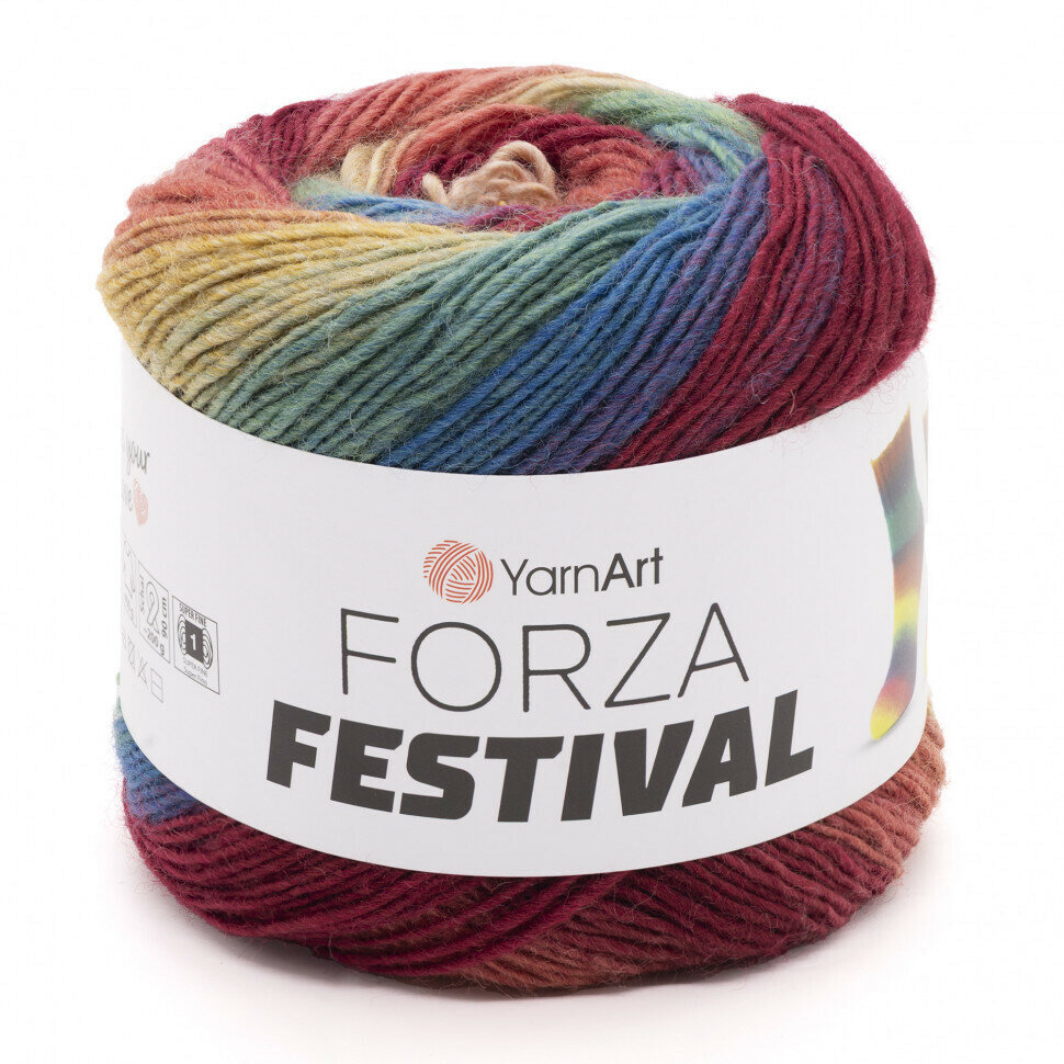 Форза Фестиваль FORZA FESTIVAL от YarnArt в составе 75%супер шерсть 25%полиамид 420м/100 гр (2904)