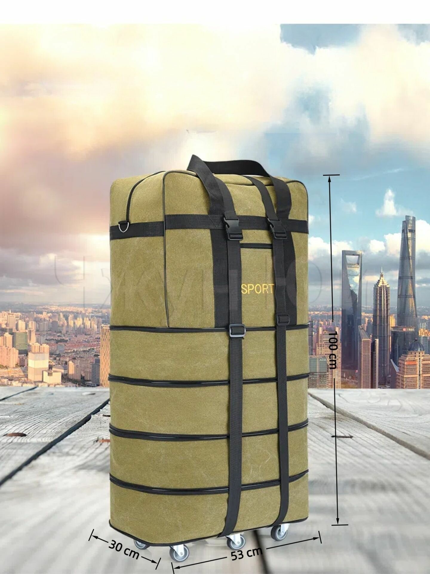 Баул хоккейный на колесах складной 100л, трансформируемая сумка для спортивного инвентаря, чемодан на колесах с телескопической ручкой, большой органайзер для хранения одежды, обуви и снаряжения
