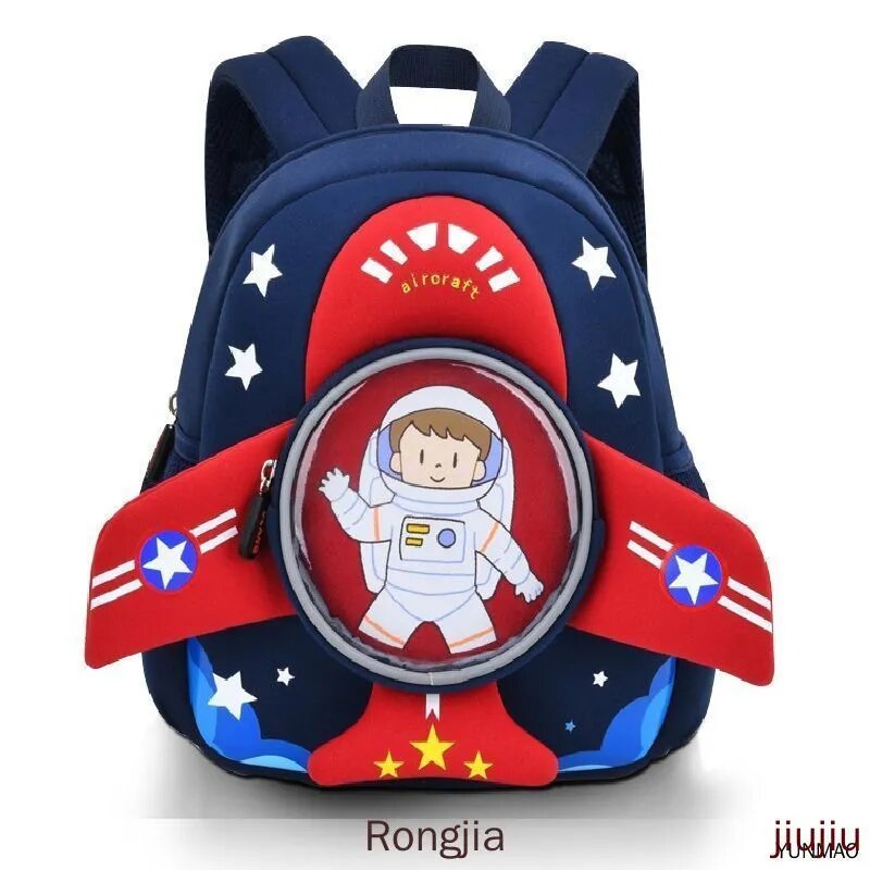 Детский рюкзак-игрушка с изображением космонавта, для мальчиков, красный/синий, неопрен