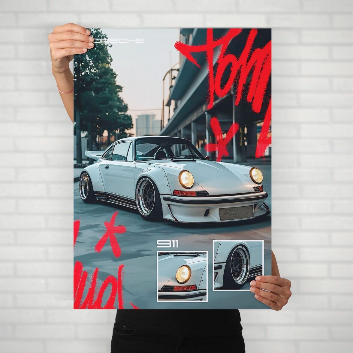 Плакат на стену для интерьера Спорткар (Porsche 911 2) - Постер по спортивным гоночным машинам автомобилям формата А1 (60x84 см)
