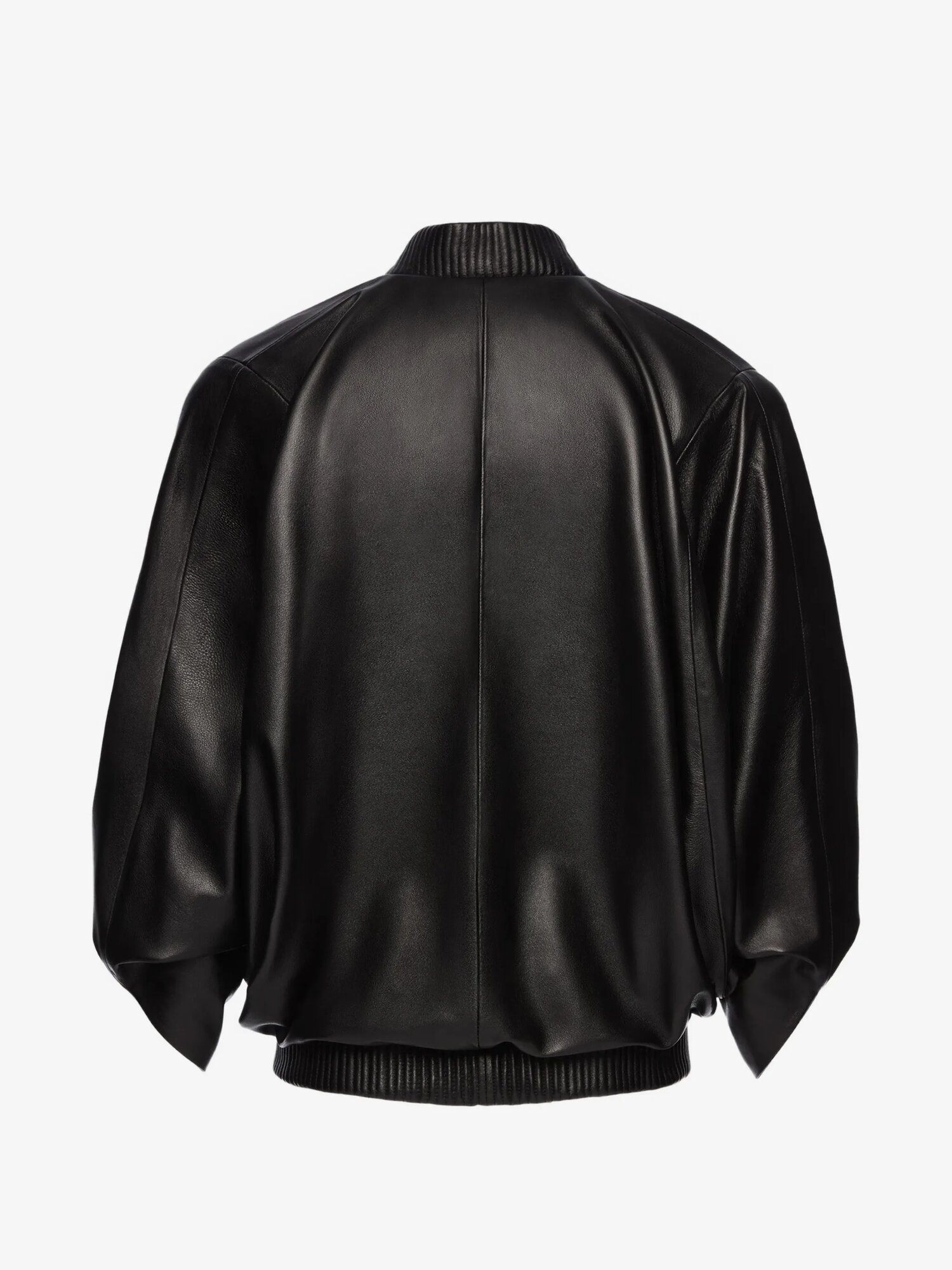 Куртка MAGDA BUTRYM Ribbed-trim leather jacket, размер 32, black — фото 1