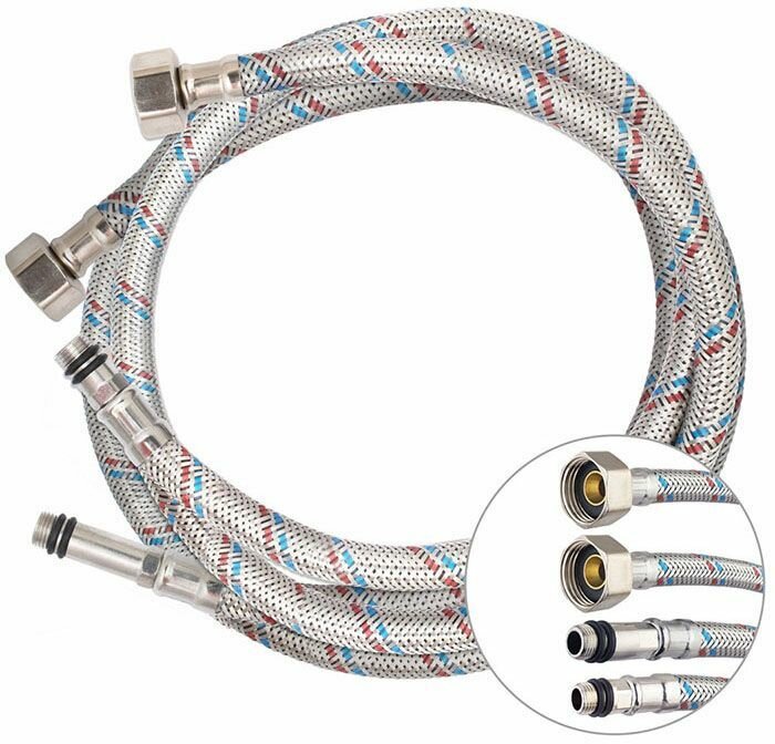 Клип 1307 подводка гибкая для смесителя со стальной гайкой 1/2"хМ10, 1000мм (2 шт.)