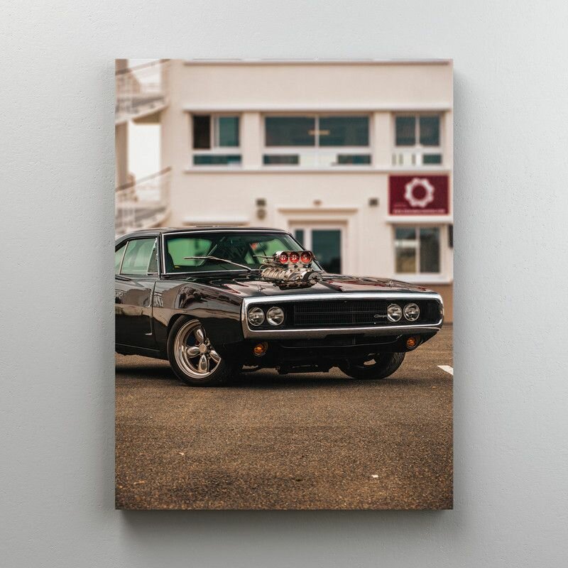 Интерьерная картина на холсте "68 Dodge Charger - Supercharged" размер 22x30 см