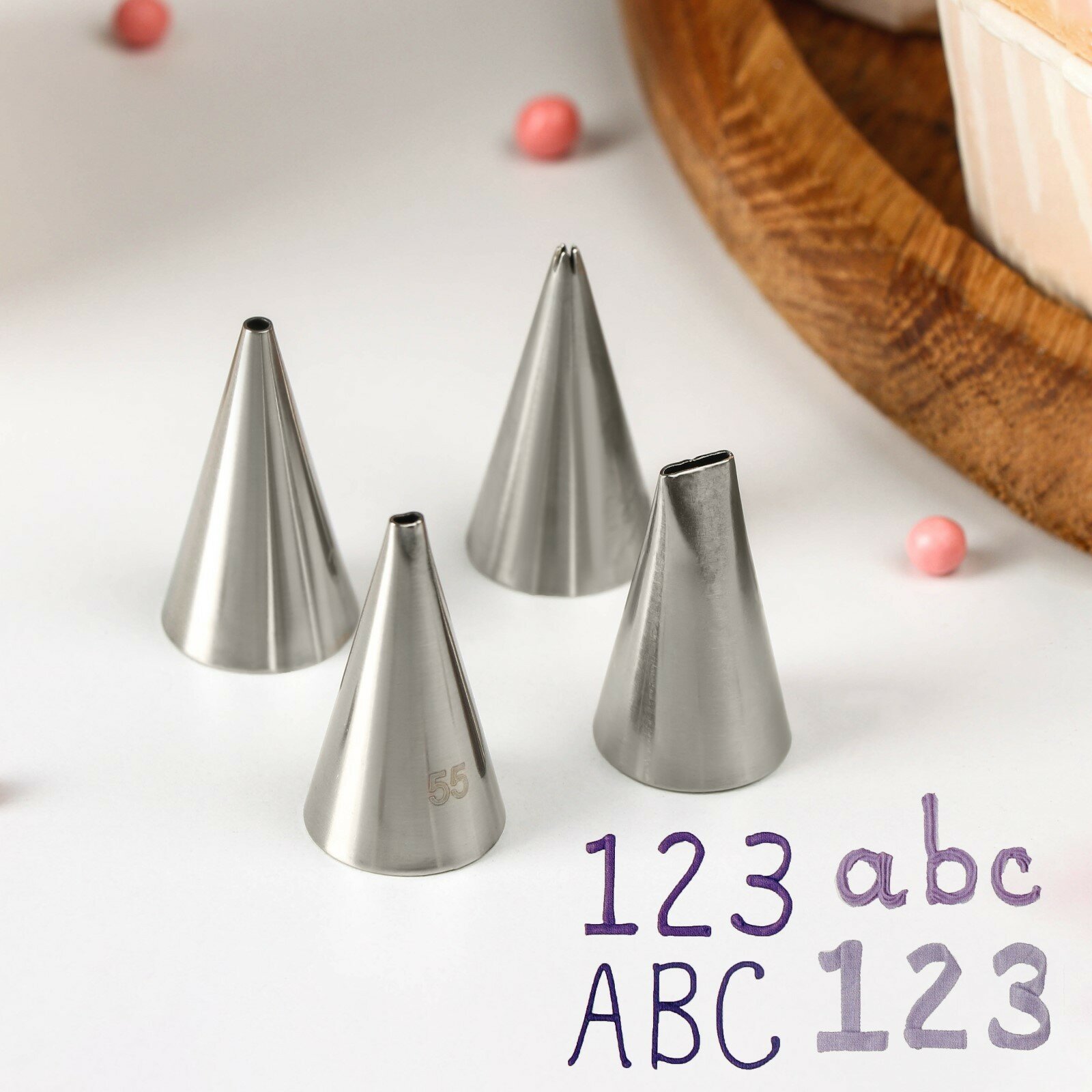 Набор насадок кондитерских «Правописание», 1.8×3.5 см, 4 шт, нержавеющая сталь