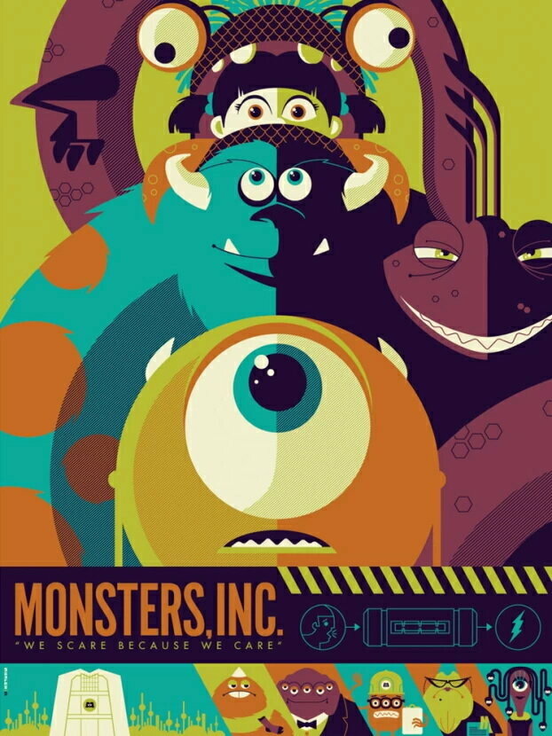 Плакат, постер Monsters, Inc, Корпорация монстров на бумаге, размер 21х30см