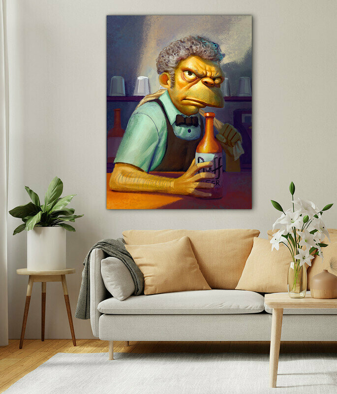 Интерьерная картина на холсте "Бармен Мо Симпсоны" размер 22x30 см