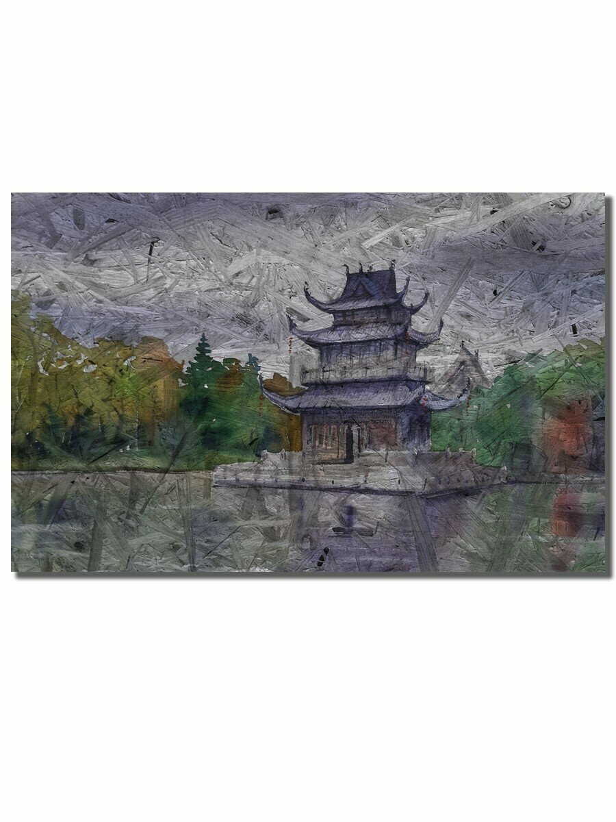 Картина интерьерная на рельефной доске, рисунок китайская живопись - 856 Г