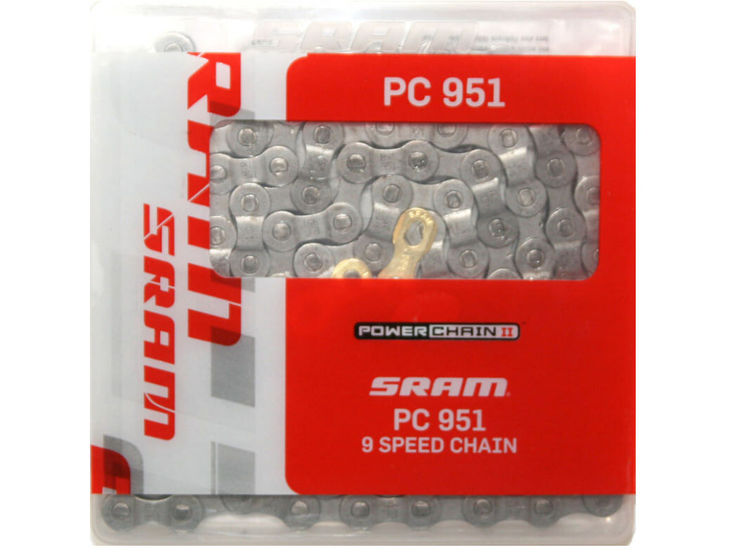 Цепь велосипедная SRAM, PC-951, с замком, сталь, 9 скоростей