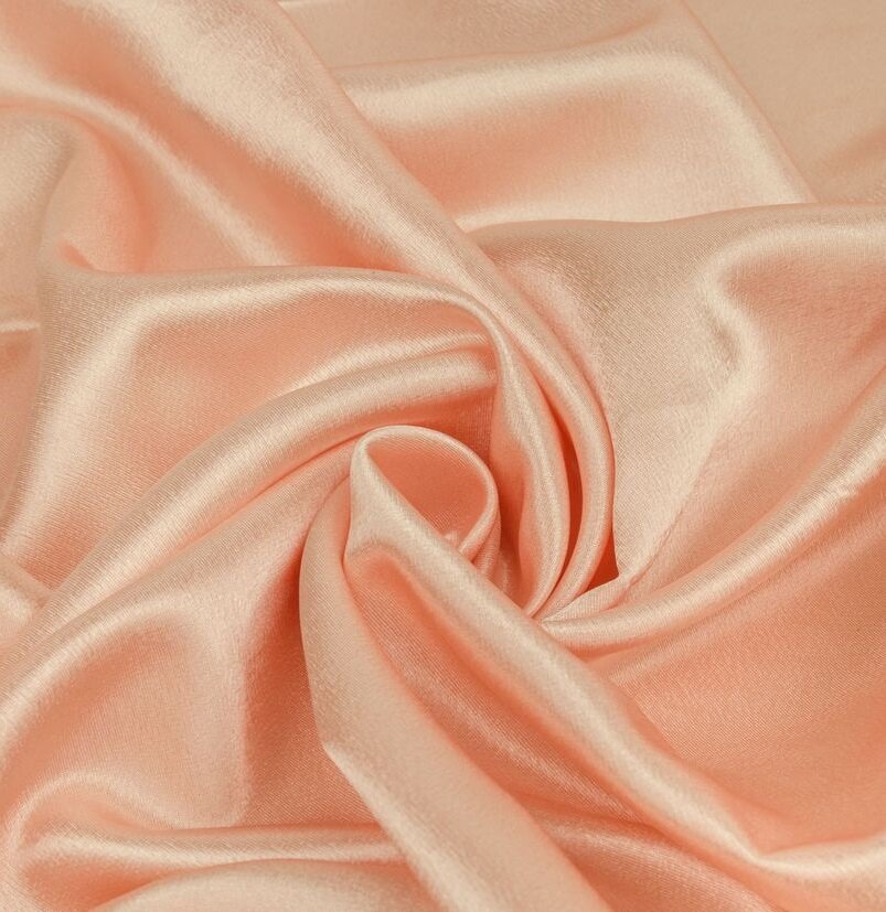Ткань креп-сатин. Цвет персиковый. Готовый отрез 2*1,5м