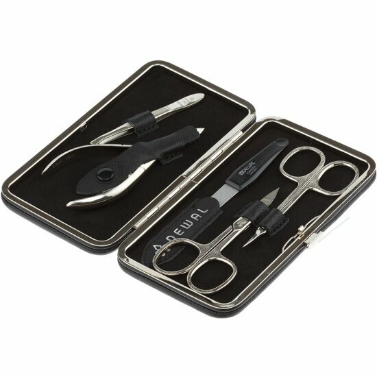 Маникюрный набор Dewal Professional DEWAL 5 предметов, натур. кожа, черный