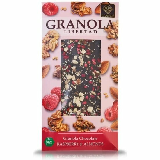 Шоколад горький Libertad «Granola » 70% какао с гранолой малиной и миндалем 80 г
