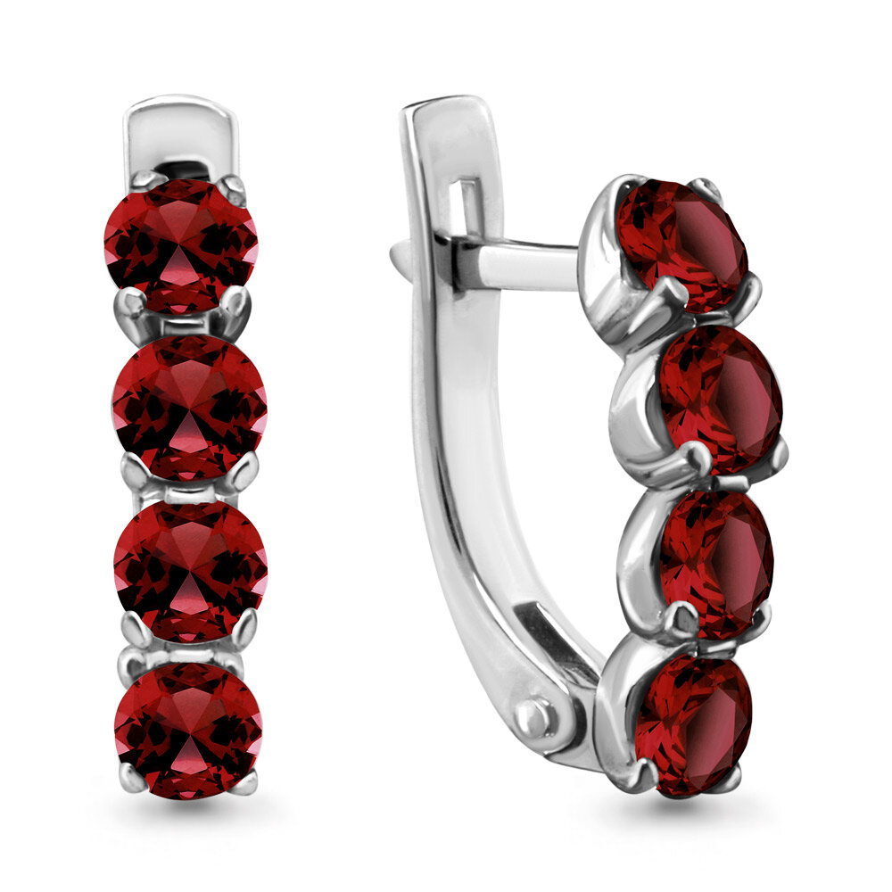 Серьги, серебро, 925 проба, родирование, гранат