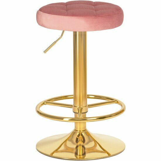 Табурет барный Dobrin BRUNO GOLD (пудрово-розовый велюр (MJ9-32))