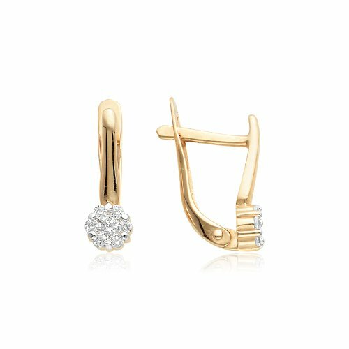 Серьги Яхонт, красное золото, 585 проба, фианит