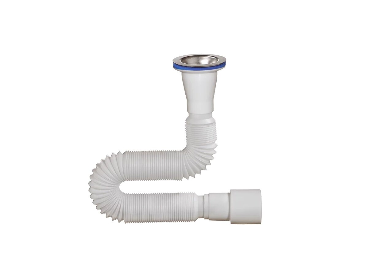 Труба гибкая 63×40/50 с литым выпуском L-1400 мм для подключения сантехники к канализации