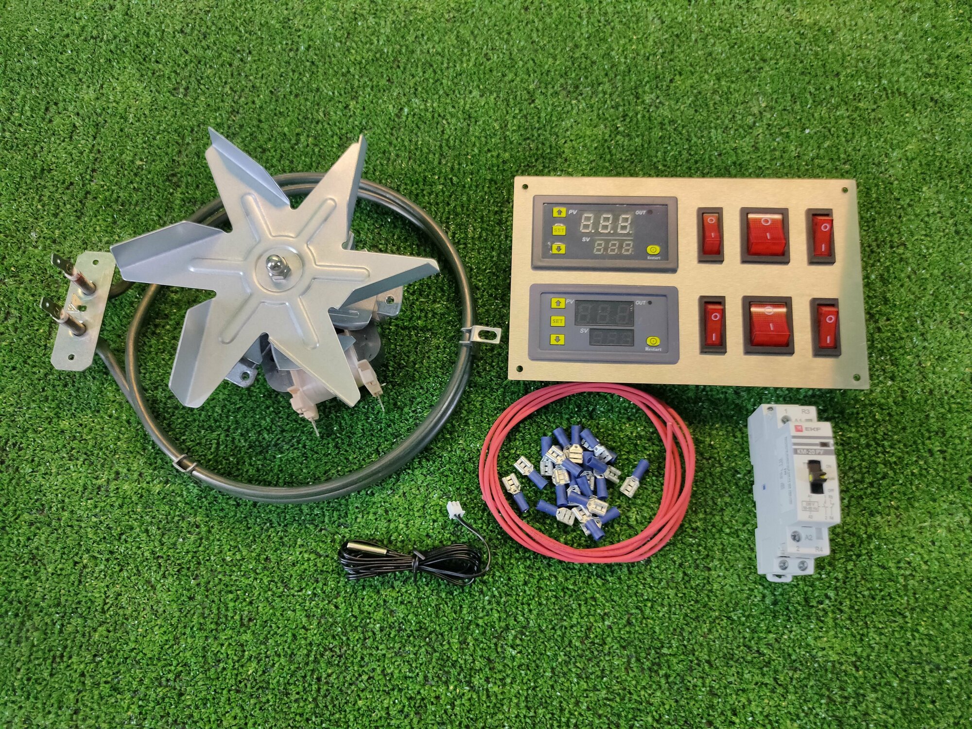 Набор конвекции коптильни №29. Панель, Таймер, Терморегулятор, Вентилятор, ТЭН 2кВт, контактор 8квт