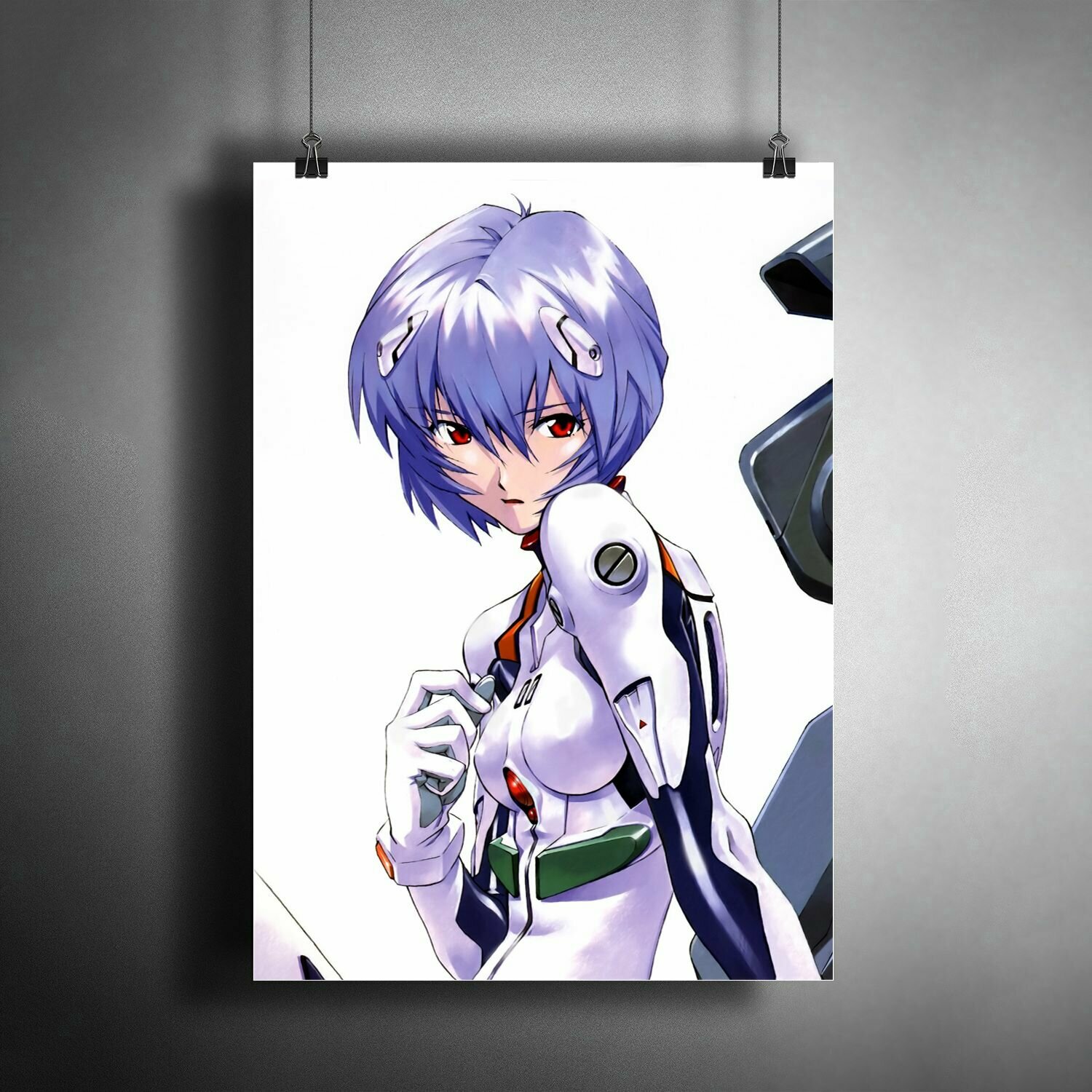 Постер плакат для интерьера "Аниме, манга, мультсериал: Евангелион. Evangelion. Рей Аянами" / A3 (297 x 420 мм)