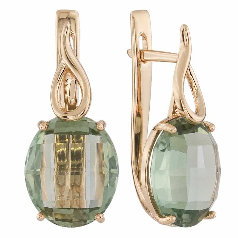 Серьги, красное золото, 585 проба, аметист
