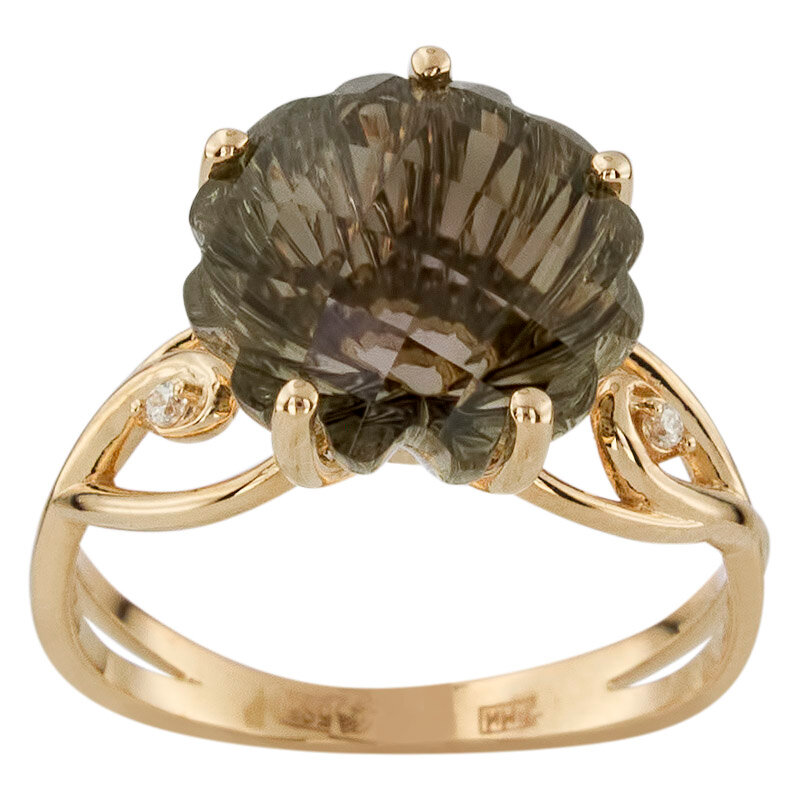 Кольцо, красное золото, 585 проба, раухтопаз