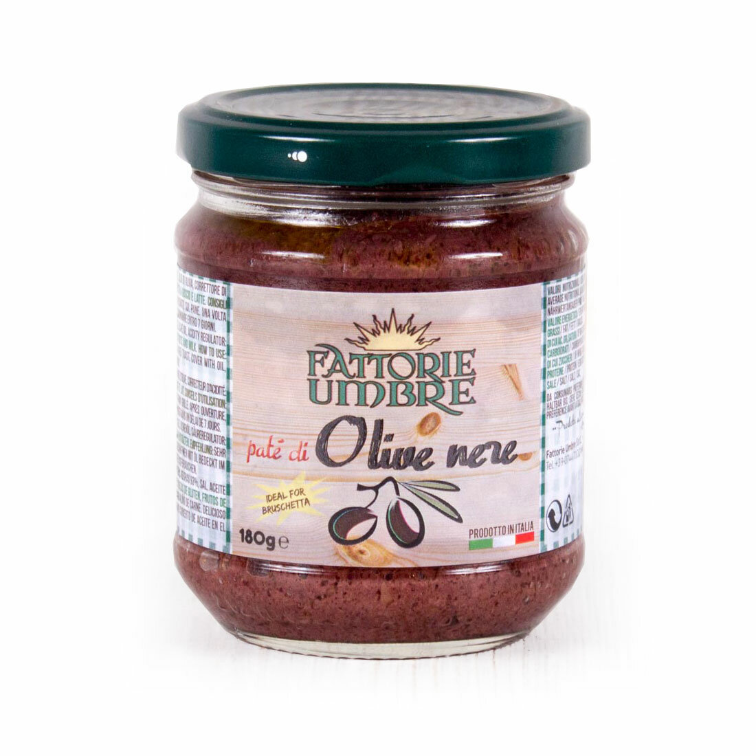 Крем (паштет) из черных оливок, FATTORIE UMBRE, 0,180 кг (ст/б)