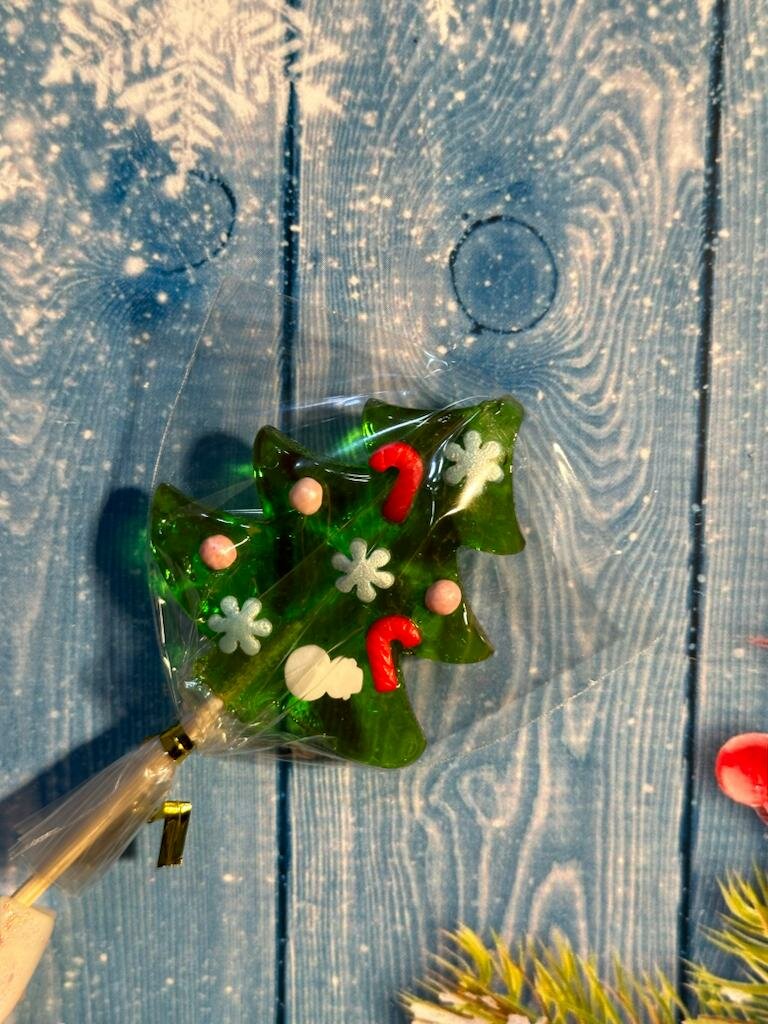 Леденцы без сахара для детей Елочка, 5 шт вкус яблоко