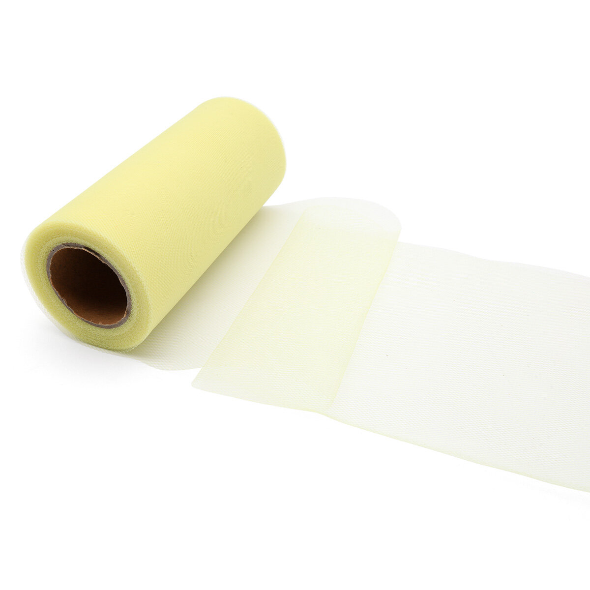 Фатин ткань для рукоделия, 15 см*22,86 м, средней жесткости, в шпульках, желтый, Айрис