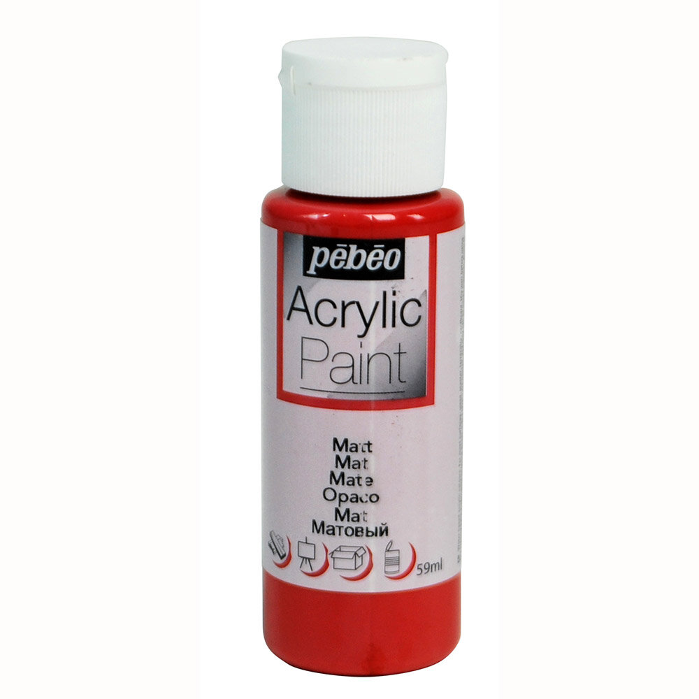Краска акриловая Pebeo Acrylic Paint, декоративная, матовая, 59 мл, красный кирпич