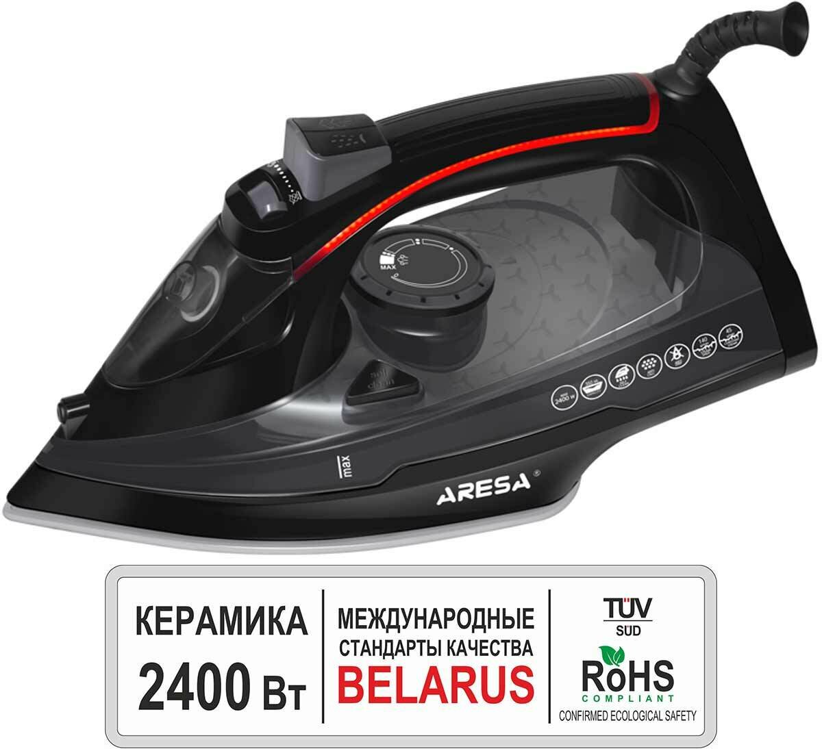 Утюг ARESA AR-3123, 2400Вт, керамическая подошва, черный. Уцененный товар