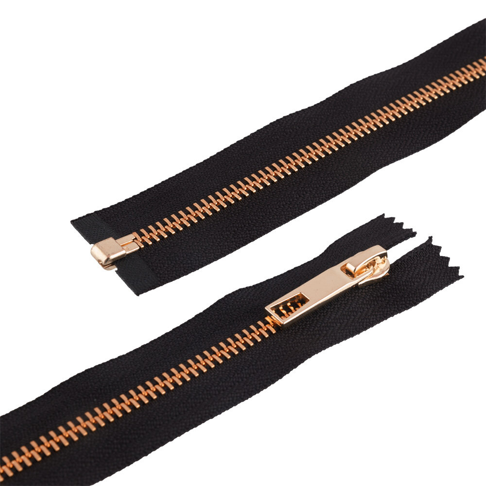 Молния Металл декоративные тип 3, 5 "Gamma" Premium DVS-5 80 см с брелком однозамковые Тип 5 1 шт разъёмные черный/под красное золото брелок DEK