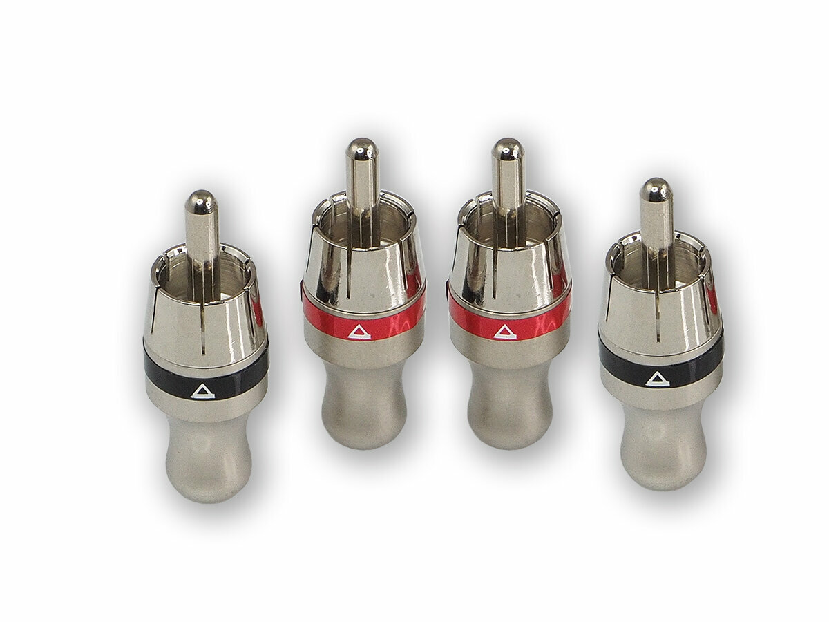 RCA - коннектор для кабеля до 4 мм, 2 красных + 2 черных, блистер, AurA RCA-P410