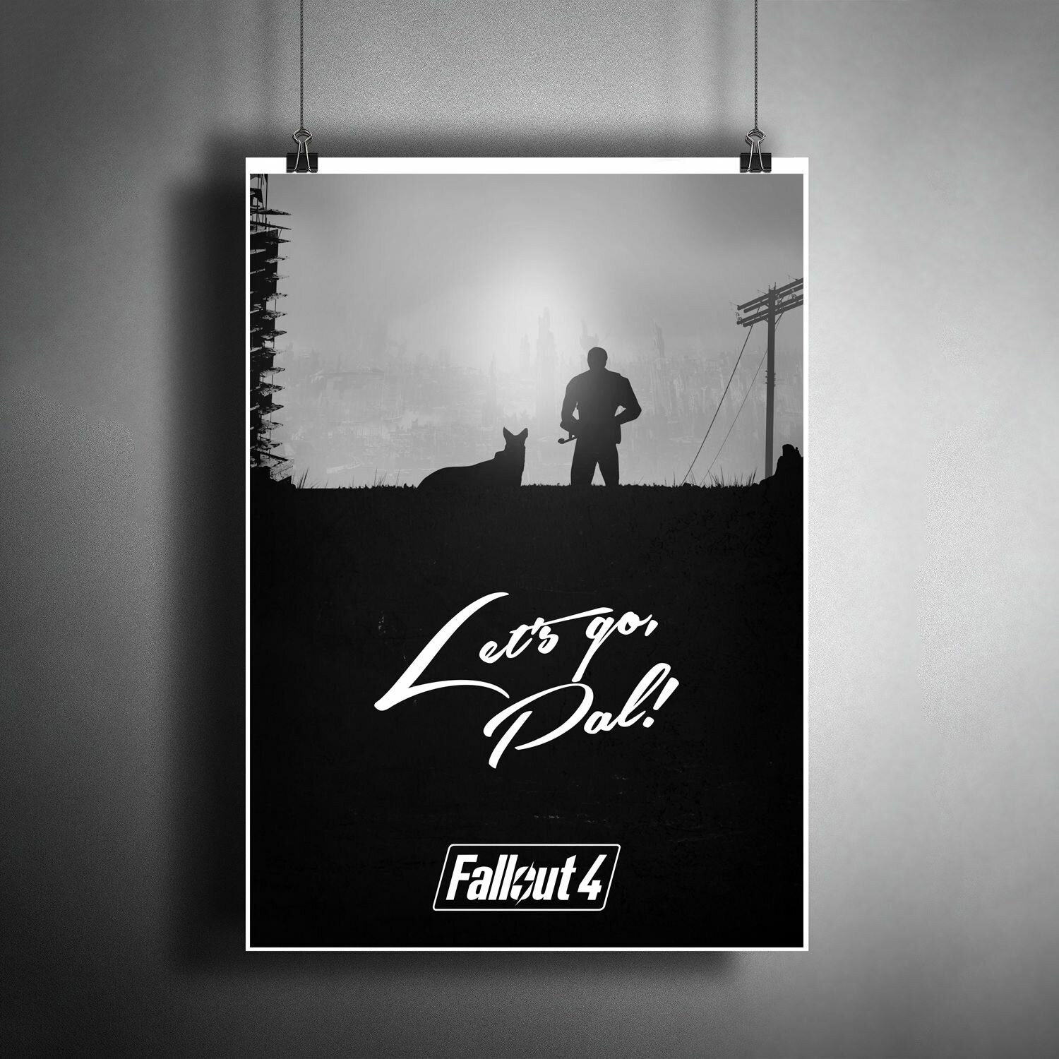 Постер плакат для интерьера "Компьютерная игра Fallout 4: Let's go pal." / Декор дома, офиса, комнаты, квартиры A3 (297 x 420 мм)